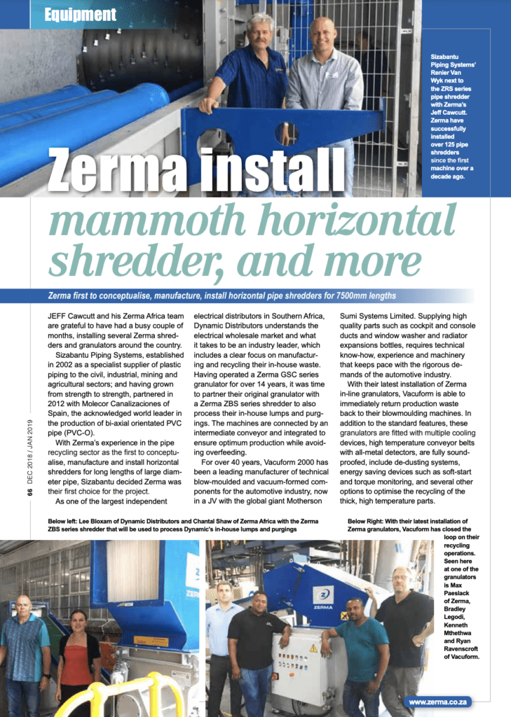 Zerma install mammoth horizontal shredder, and more – Zerma Africa